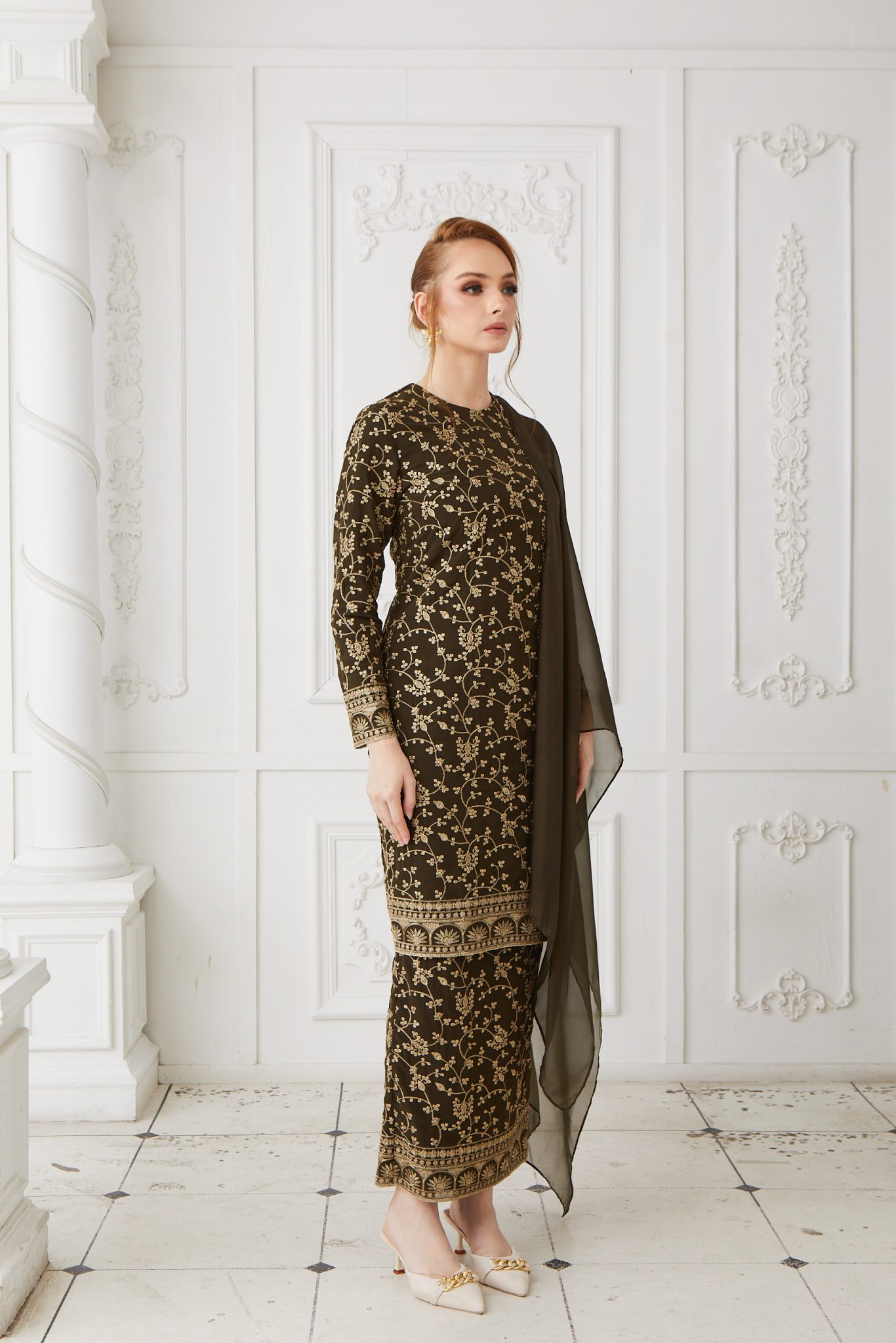 Ophelia Kurung (Olive Green) – Talea